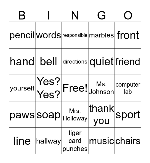 3rd Grade Rocks Bingo Card