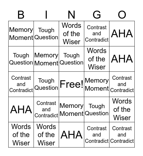 Notice & Note Fiction SignPosts Bingo Card