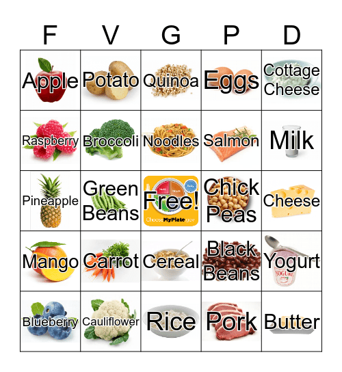 My Plate Bingo Bingo Card
