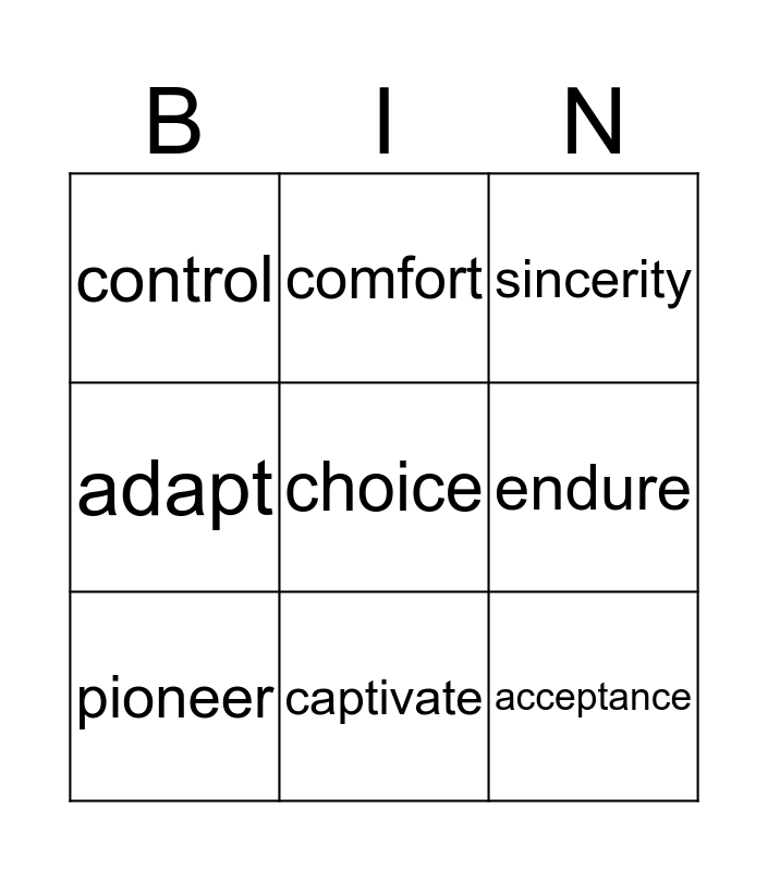 Esther's Bingo Card