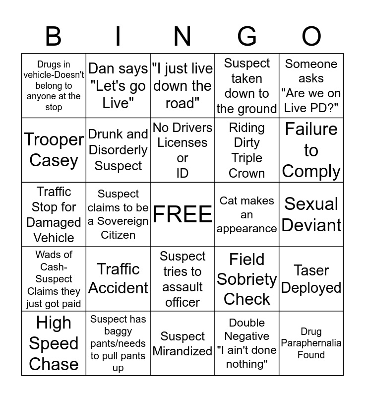 sobriety Bingo Card
