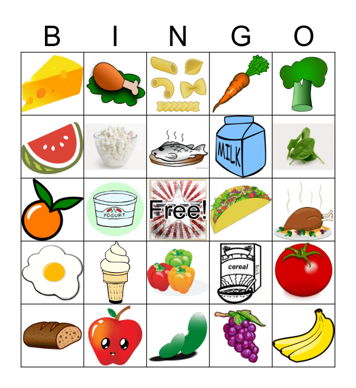 Learning The Food Groups! Bingo Card