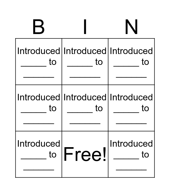 Introductions Bingo Card