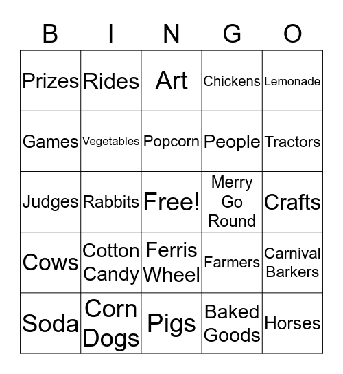 Things at the Fair Bingo Card