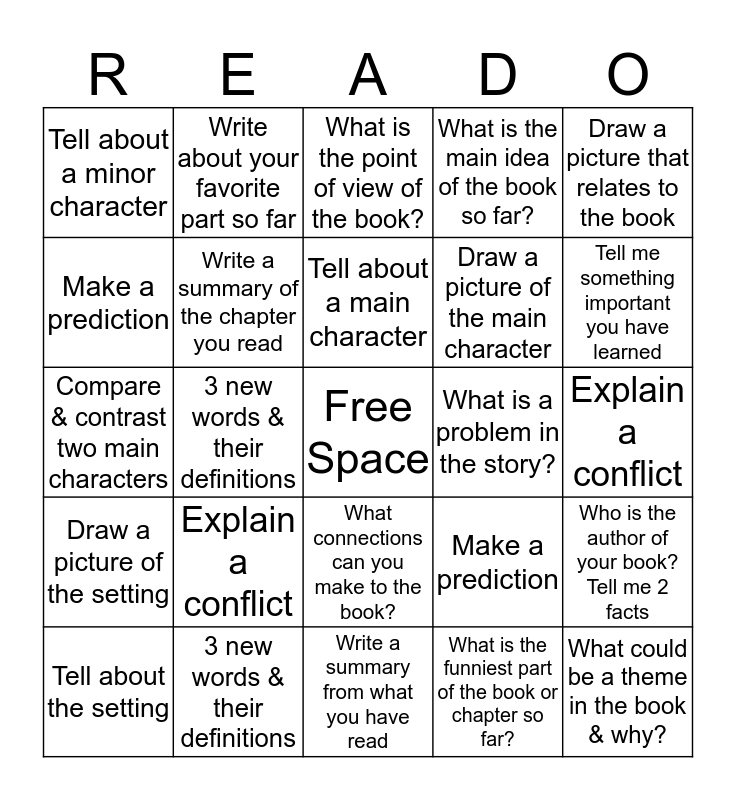 Independent Reading Bingo Card