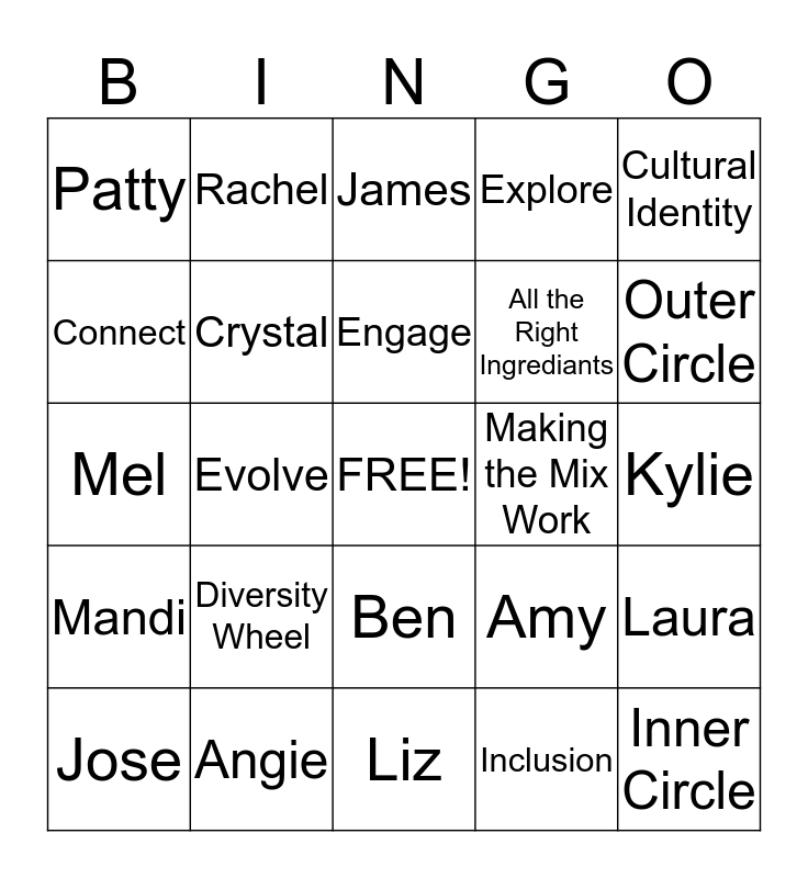 Diversity and Inclusion Bingo Card