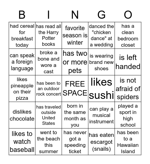 FIND SOMEONE WHO... Bingo Card