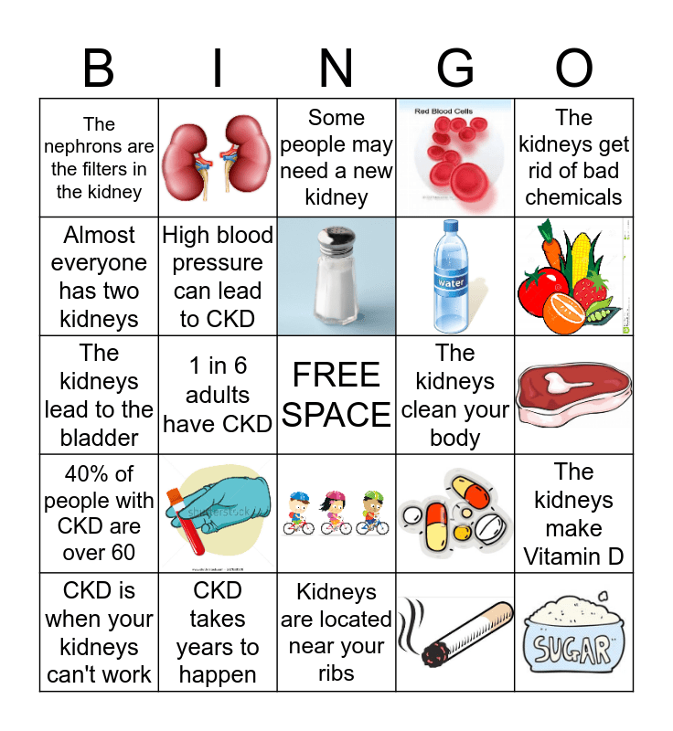 Chronic Kidney Disease Bingo Card