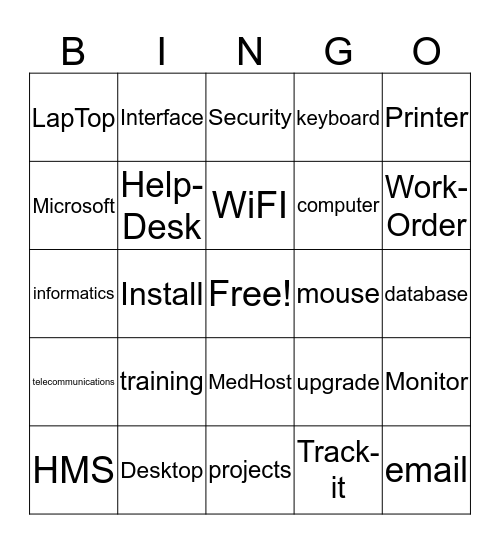 National IT week Bingo Card