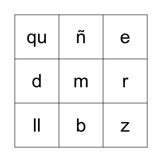 Loteria de los sonidos iniciales Bingo Card