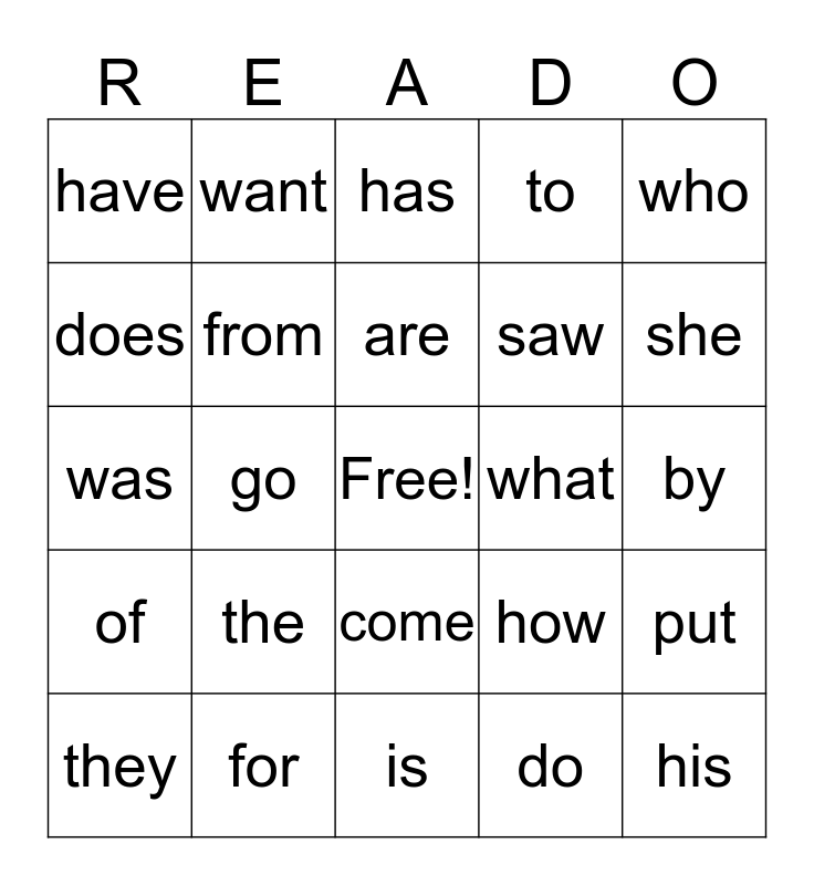 Layer One Red Words Bingo Card