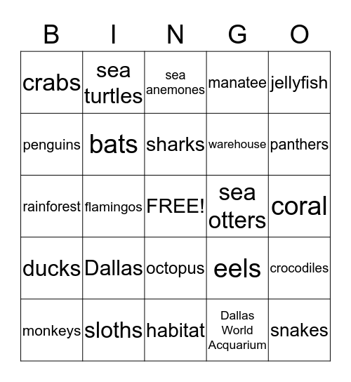 Field Trip Bingo Card