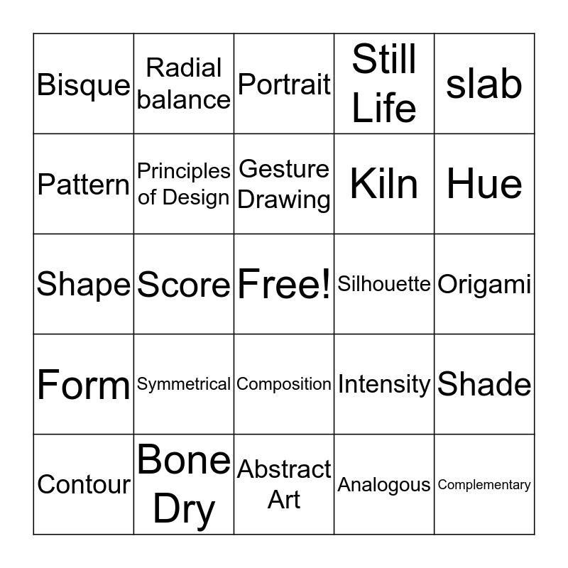 Art of Ed Bingo Card