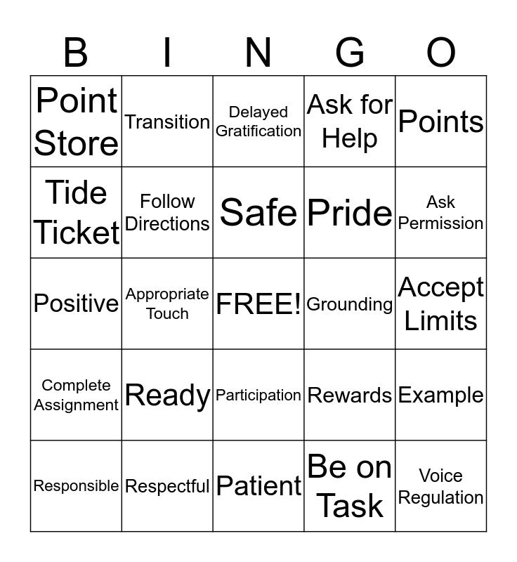 PBIS BINGO! Bingo Card
