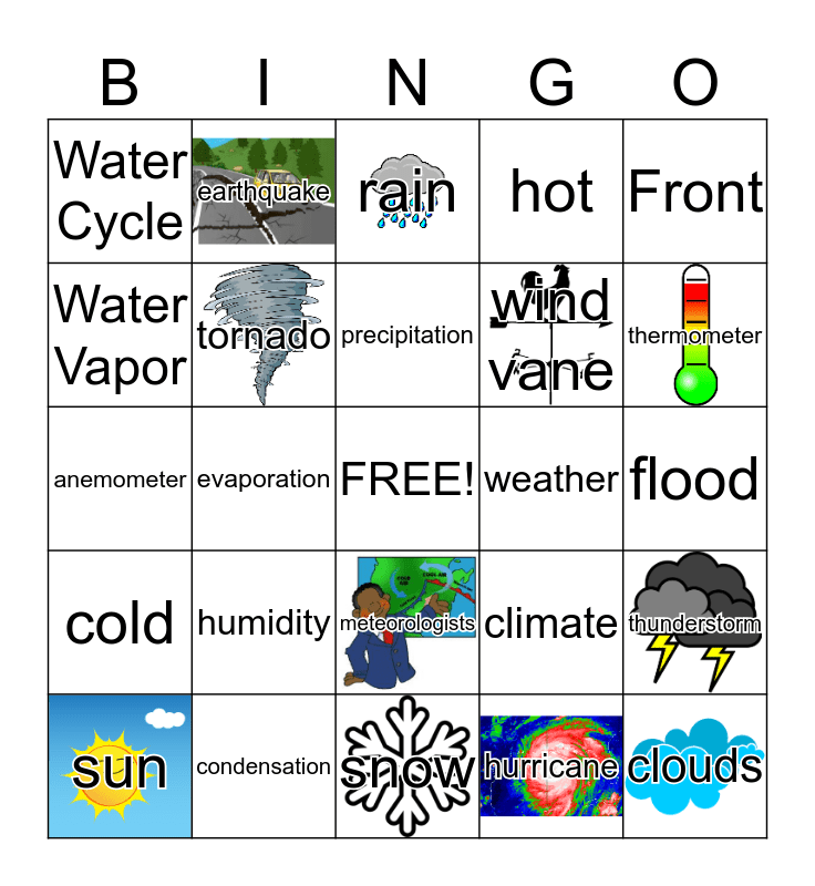 Weather Bingo Card