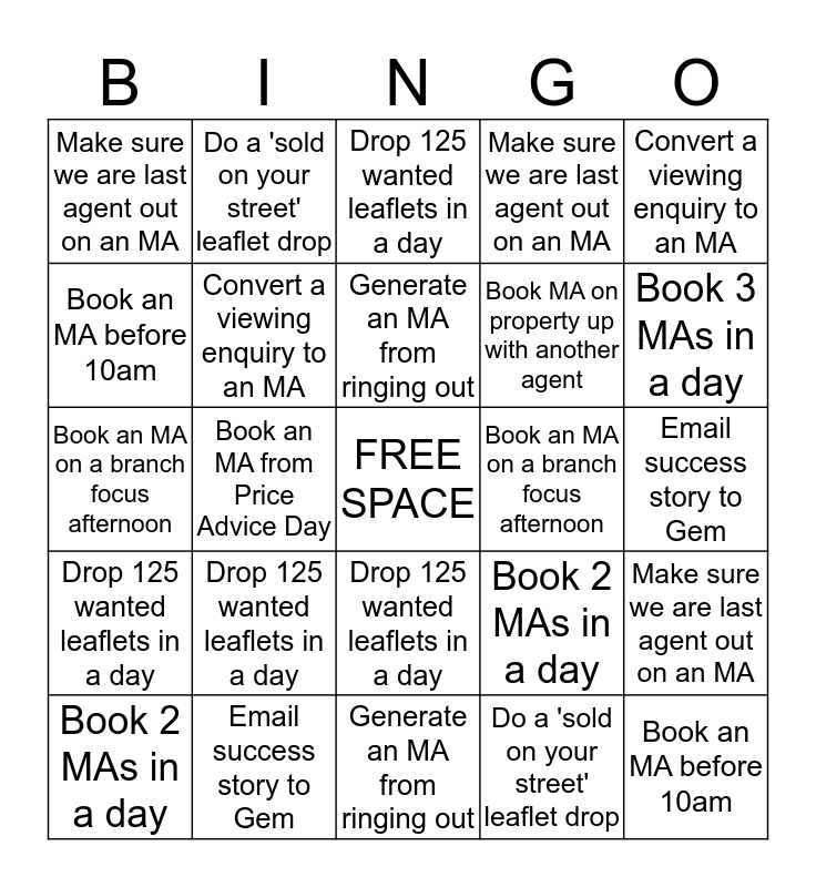 N7 MA BINGO Card