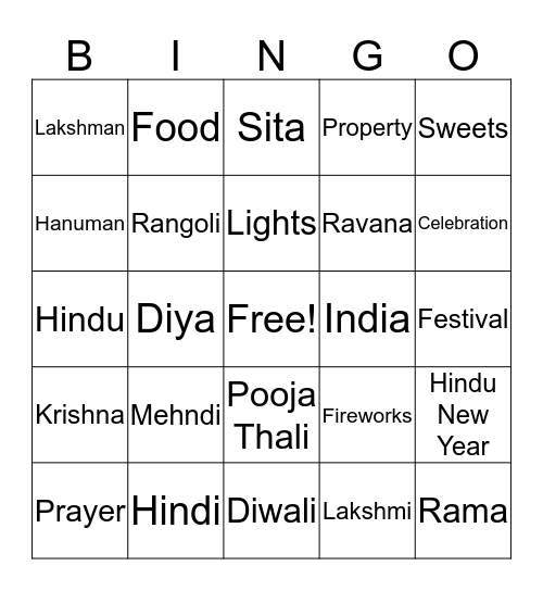 Diwali Bingo Card