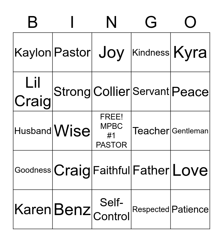 PASTOR COLLIER Bingo Card