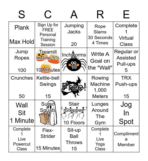 Anytime Fitness Halloween Bingo Card