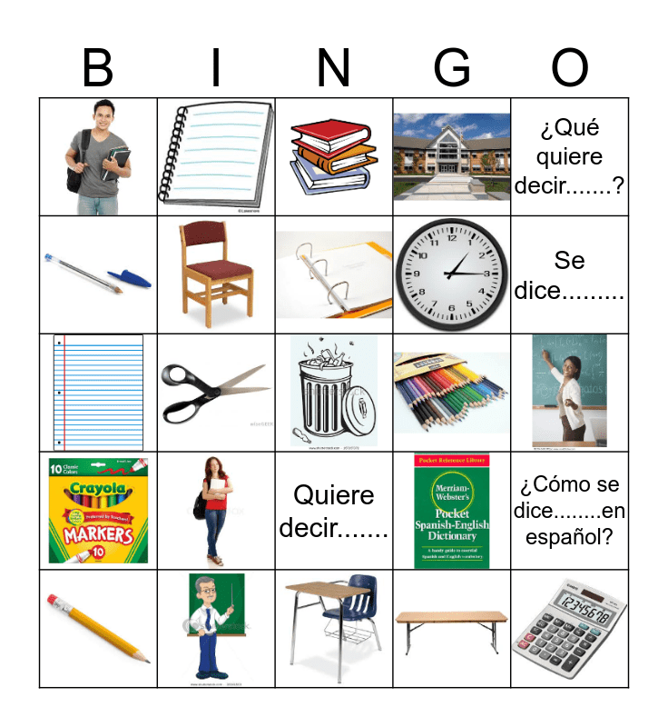 La sala de clases (Classroom) Bingo Card
