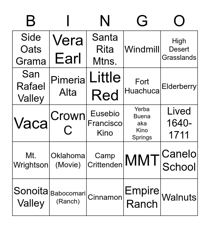 Santa Cruz County, Arizona Bingo Card