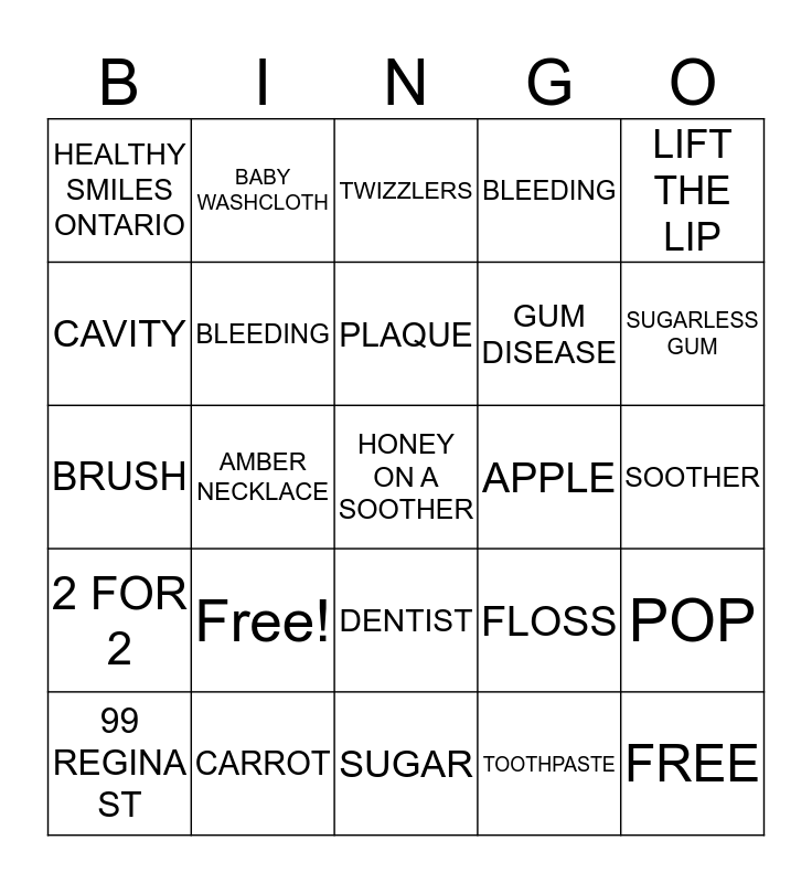 DENTAL HEALTH Bingo Card