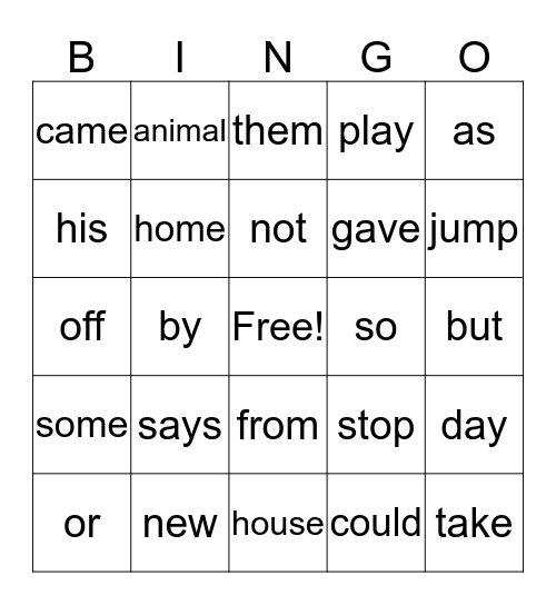 2G Power Words Bingo Card