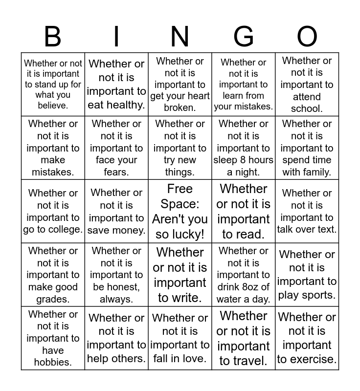 Thesis Bingo Card