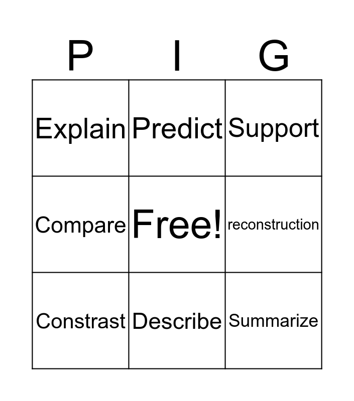 Week 9 Bingo Card