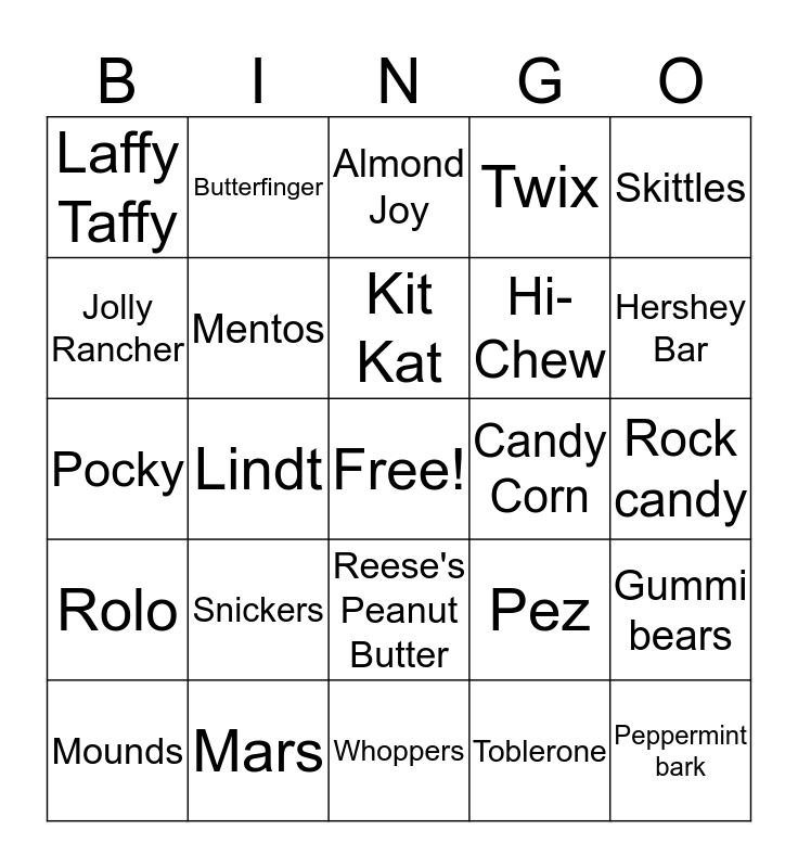 Candy Bingo Card