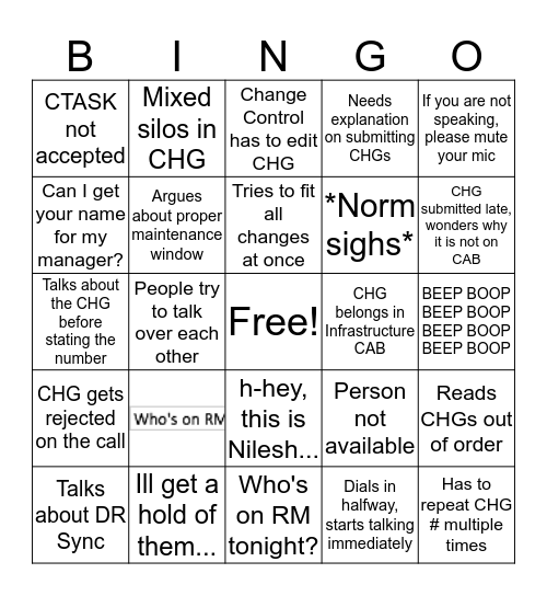 Trading CAB Bingo Card