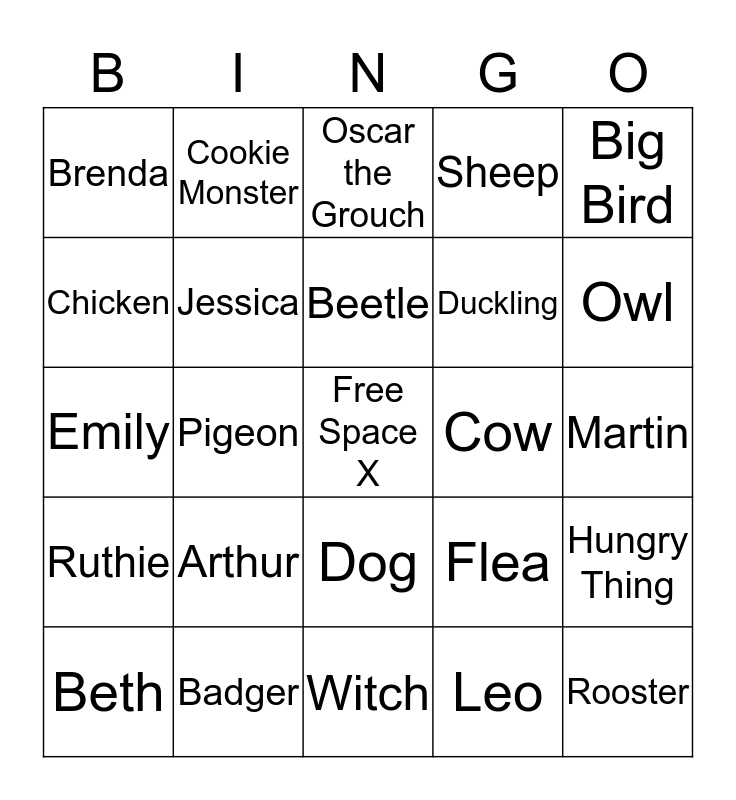Book Character Bingo Card