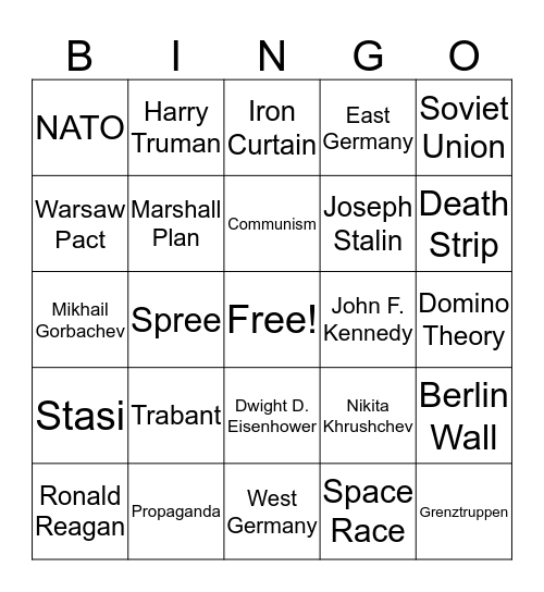 Cold War Bingo Card