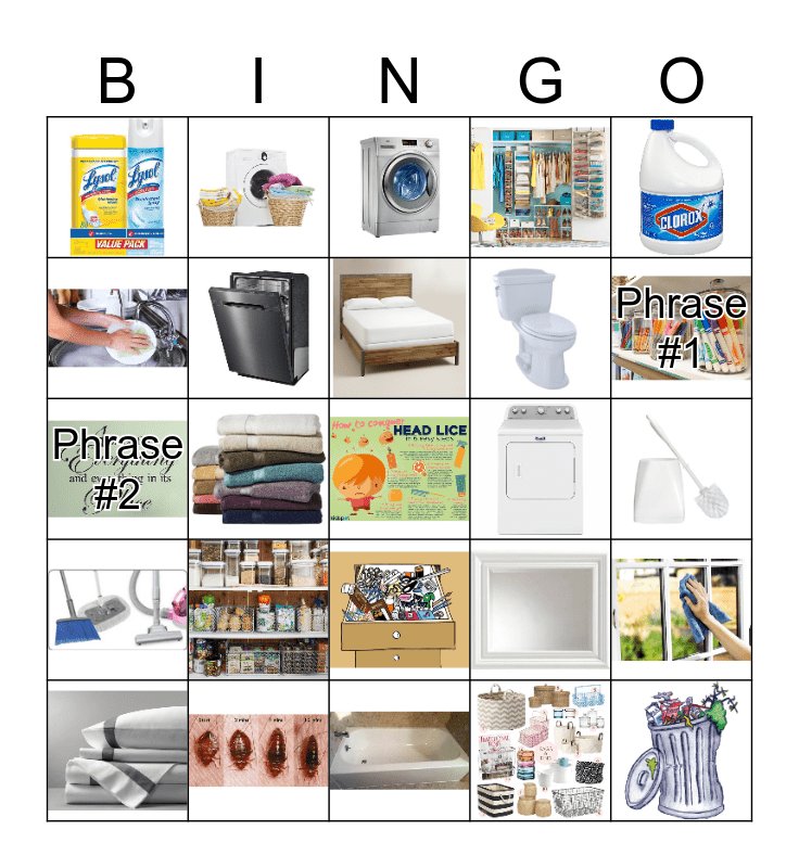 Household Chores Reverse Bingo/Jeopardy Bingo Bingo Card