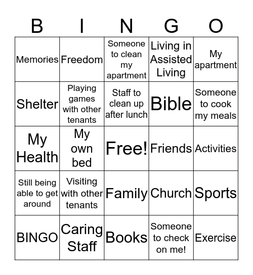 Thankful Bingo Card