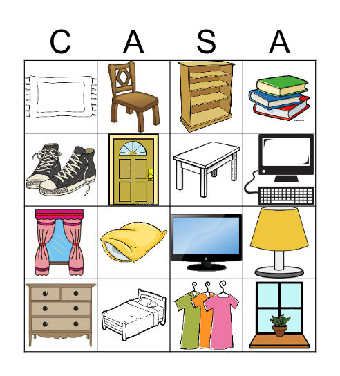 Household Items Bingo Card