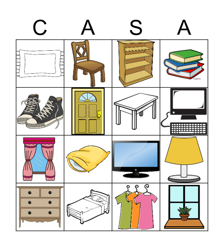 Household Items Bingo Card