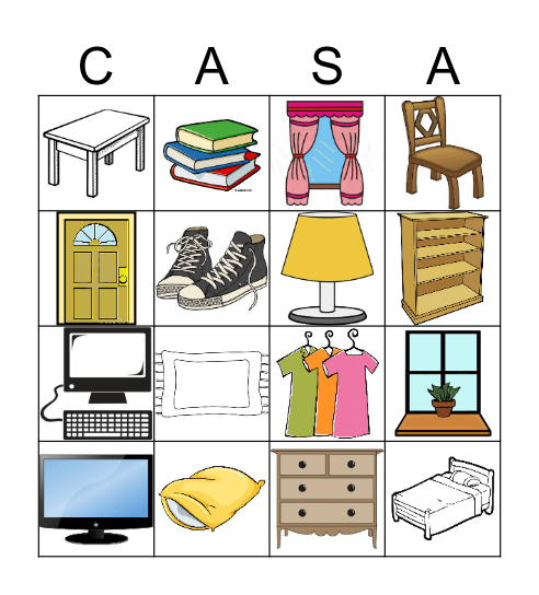 Household Items Bingo Card