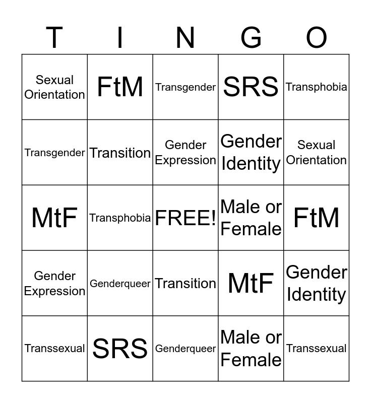* Trans Bingo * Bingo Card
