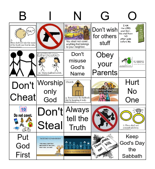 The 10 Commandments Bingo Card
