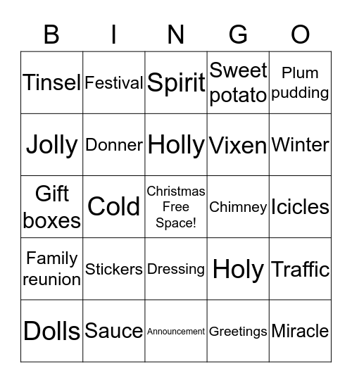 Christmas Bingo Card