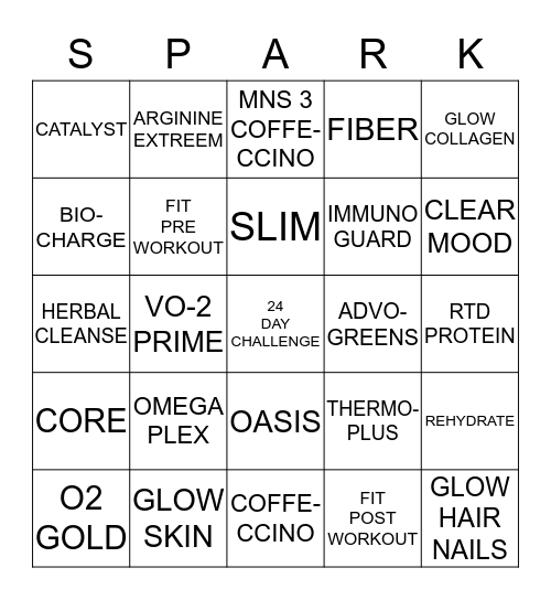 SPARK BINGO Card
