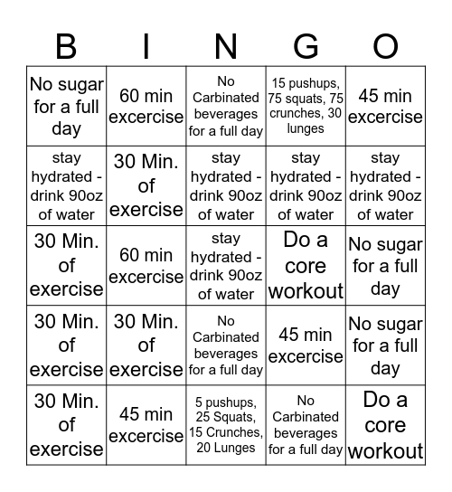December Challenge Bingo Card