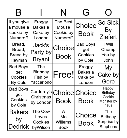 Reading is Sweet! Bingo Card