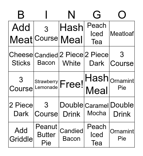 Thursday Night Bingo Bingo Card
