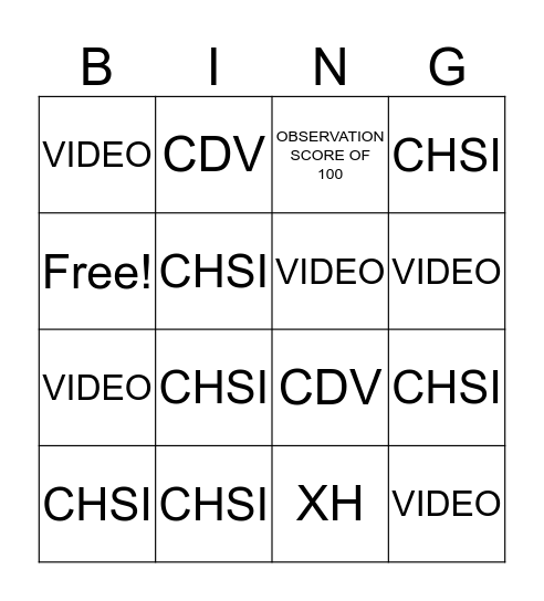 AWE YEAH BINIGO Bingo Card