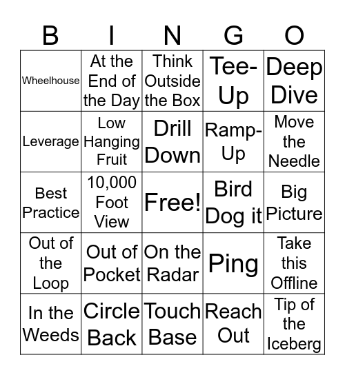 Business Buzzword Bingo Card