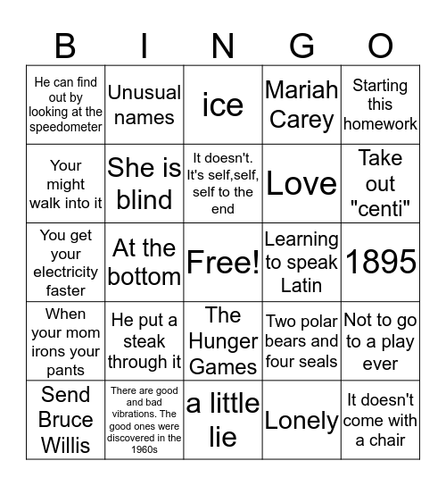 Oh, Those Exams Answers Bingo Card
