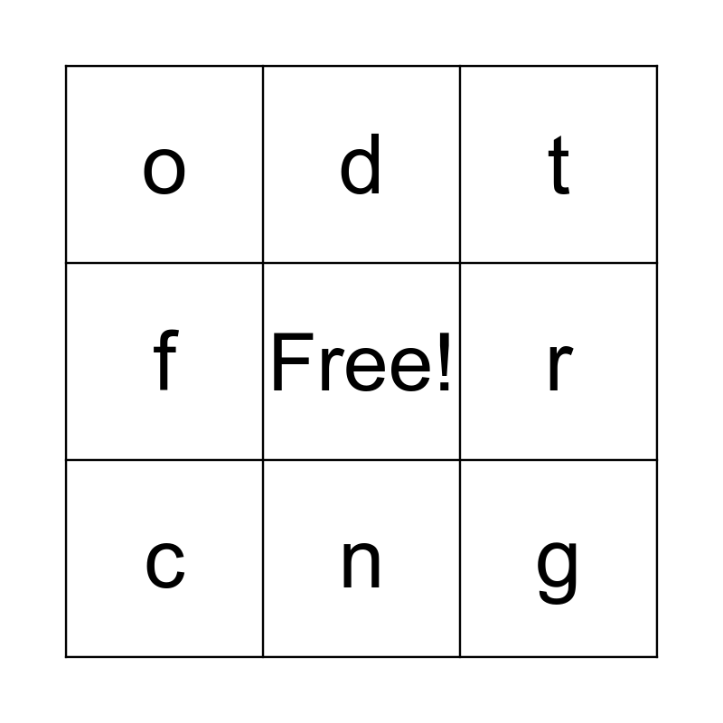 Letter d Week Bingo Card