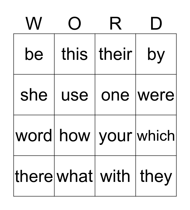 RED WORD BINGO Card